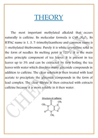 extraction of caffeine from tea chemistry investigatory project class ...