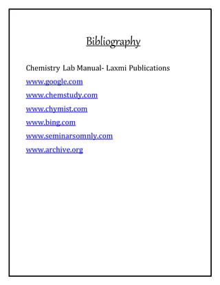 Chemistry Investigatory project- class 12 | PDF