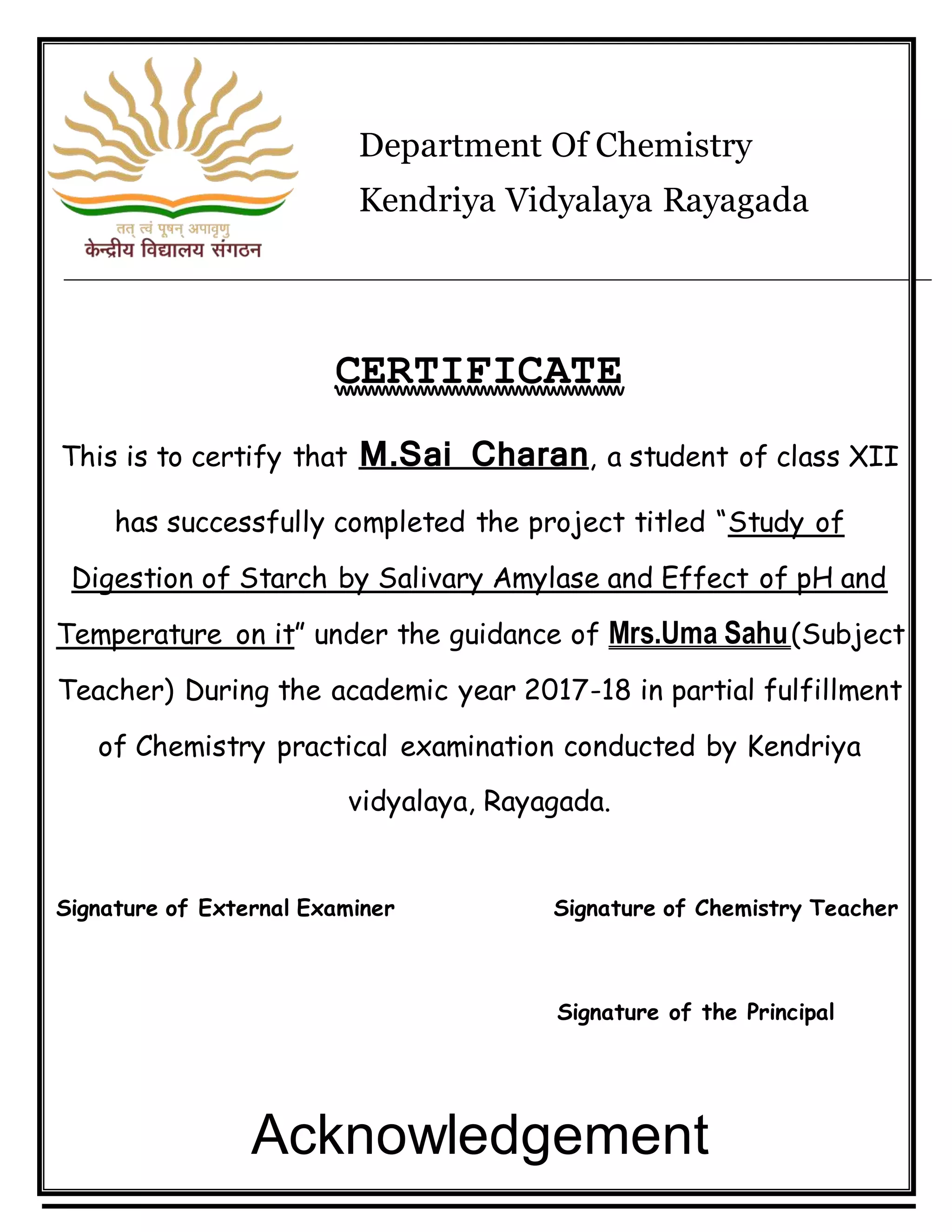 Chemistry investigatory project | DOCX