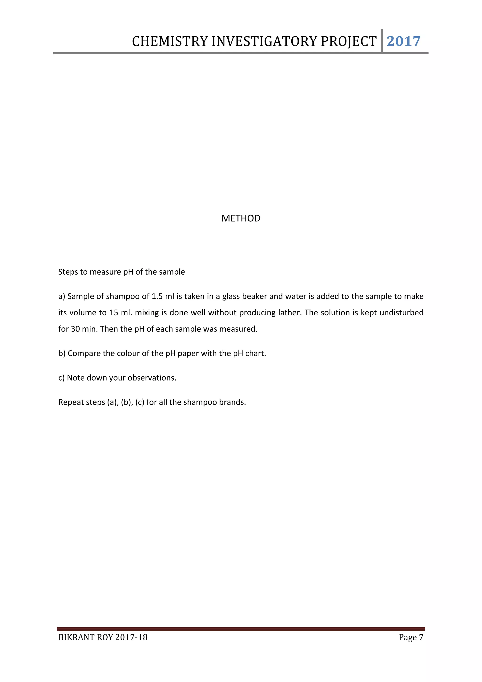 Chemistry Investigatory Project Class 11 & 12 | PDF