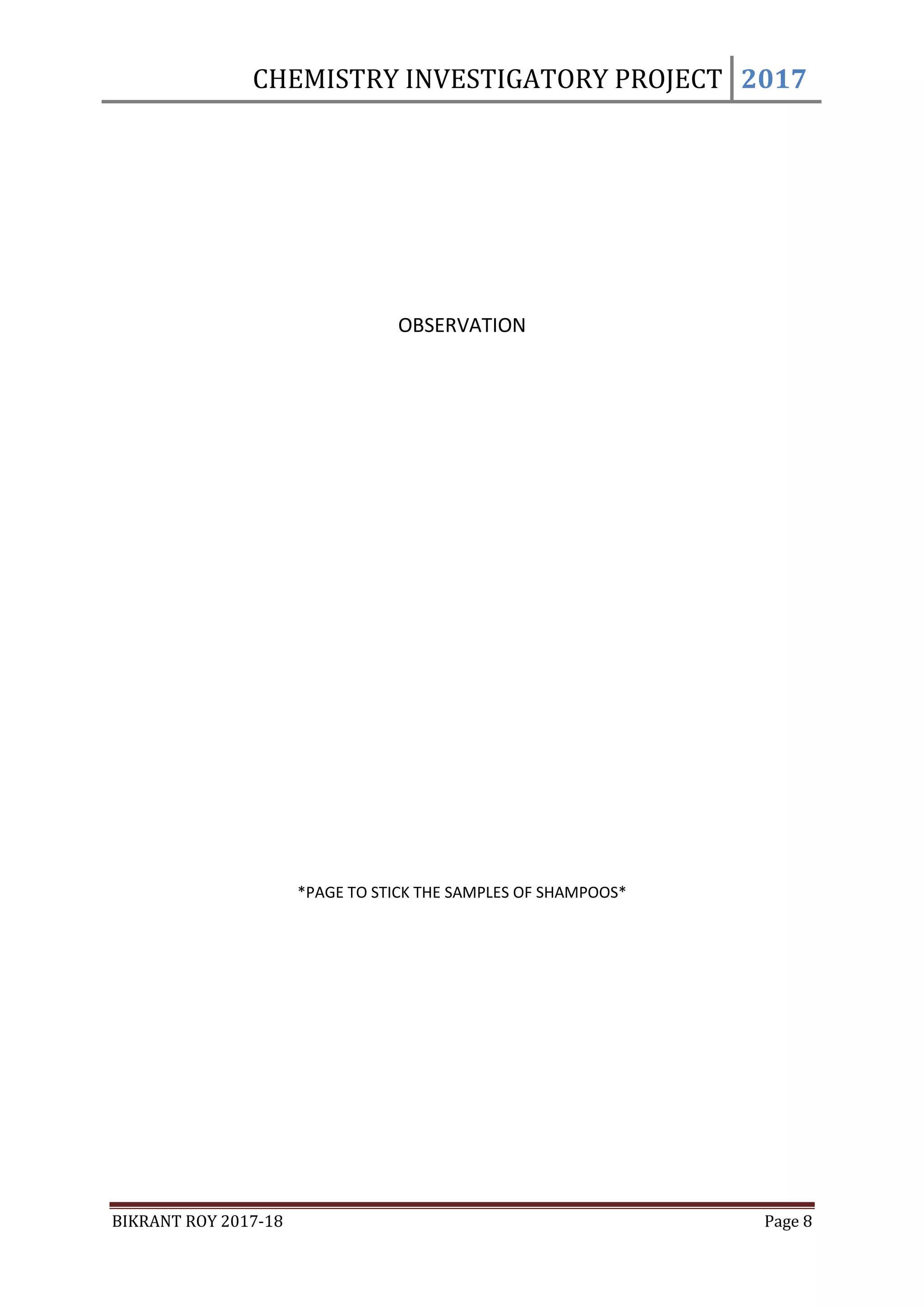 Chemistry Investigatory Project Class 11 & 12 | PDF