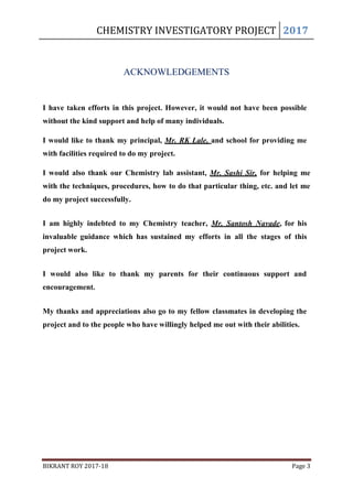 Chemistry Investigatory Project Class 11 & 12 | PDF