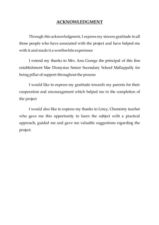 Chemistry investigatory project | DOCX