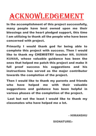 CHEMISTRY INVESTIGATORY PROJECT 2017-18 | PDF