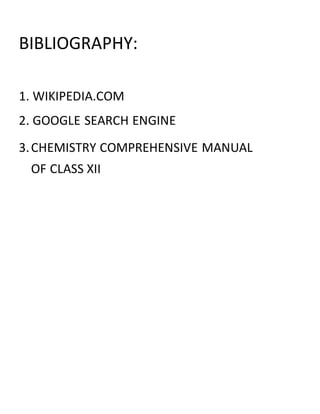 Chemistry investigatory project class 12 th by nohar das tandon | DOCX