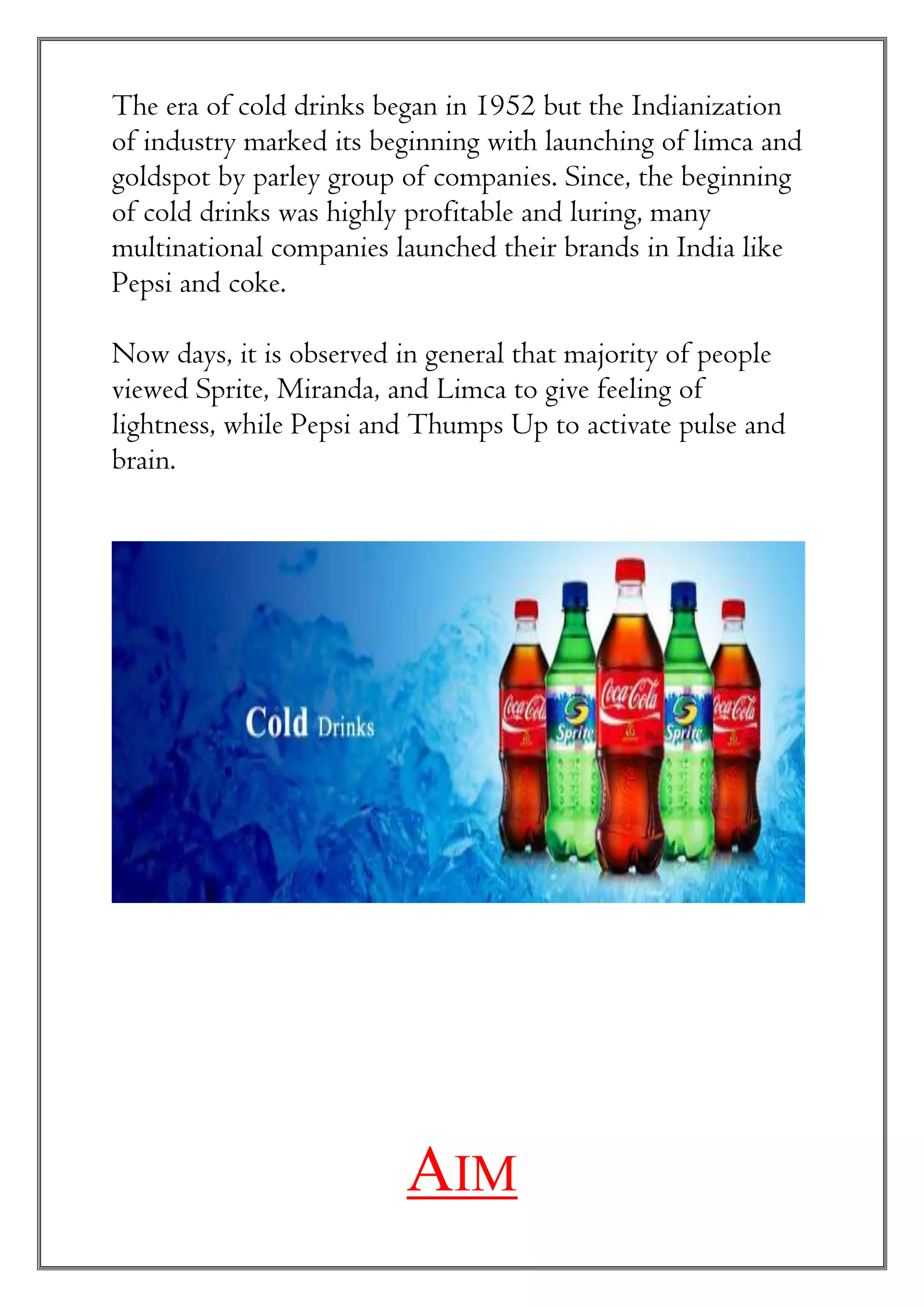 Chemistry Investigatory Project on content of cold drinks available in ...