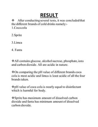 Chemistry IP 12th CLASS { content of cold drinks } | DOCX