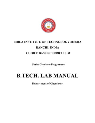 chemistry lab manual bit mesra jharkhand | PDF