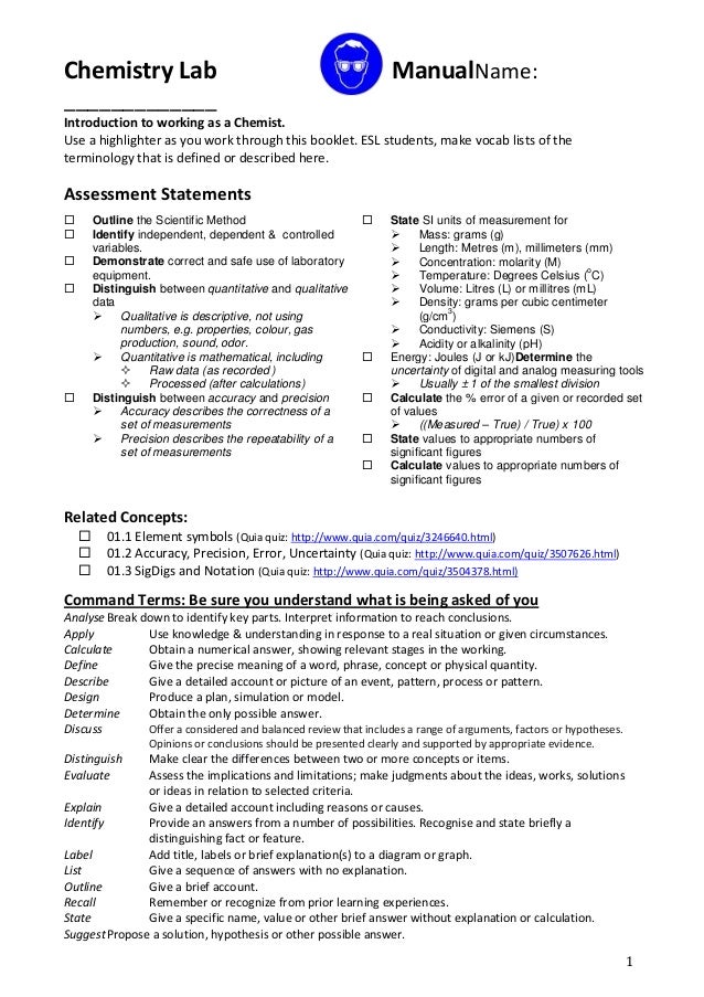 Chemistry Lab Manual Chemistry Lab Manual