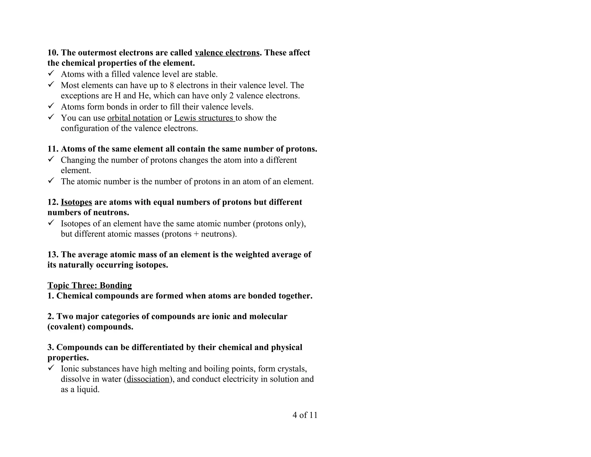 Chemistry - Midterm Study Guide 2011 | DOC