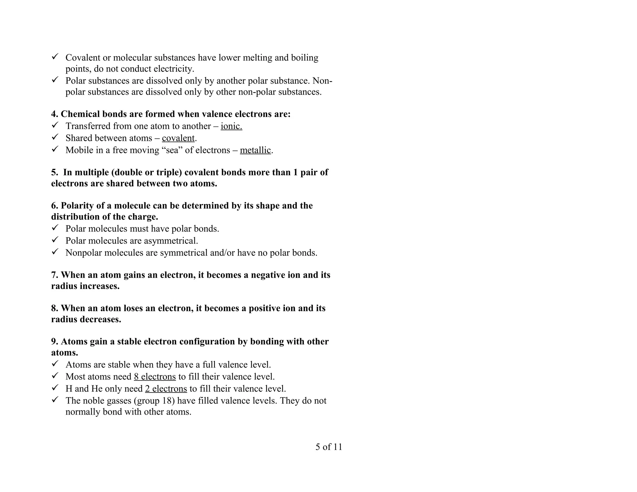 Chemistry - Midterm Study Guide 2011 | DOC