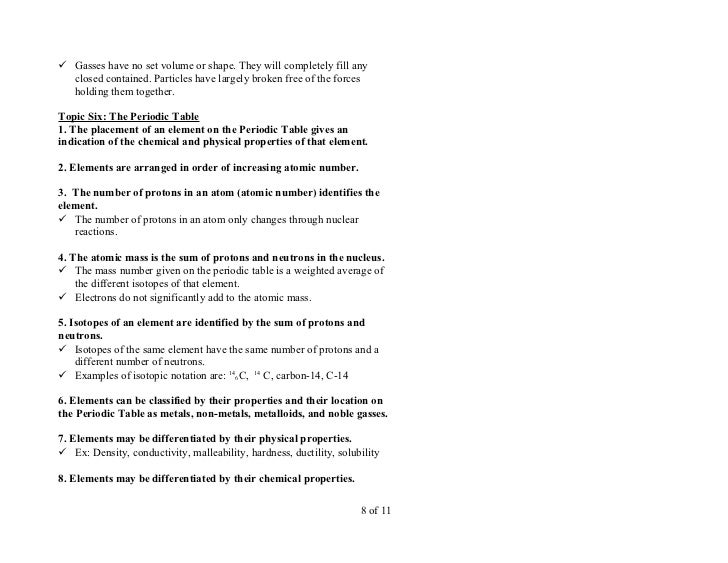 Chemistry - Midterm Study Guide 2011