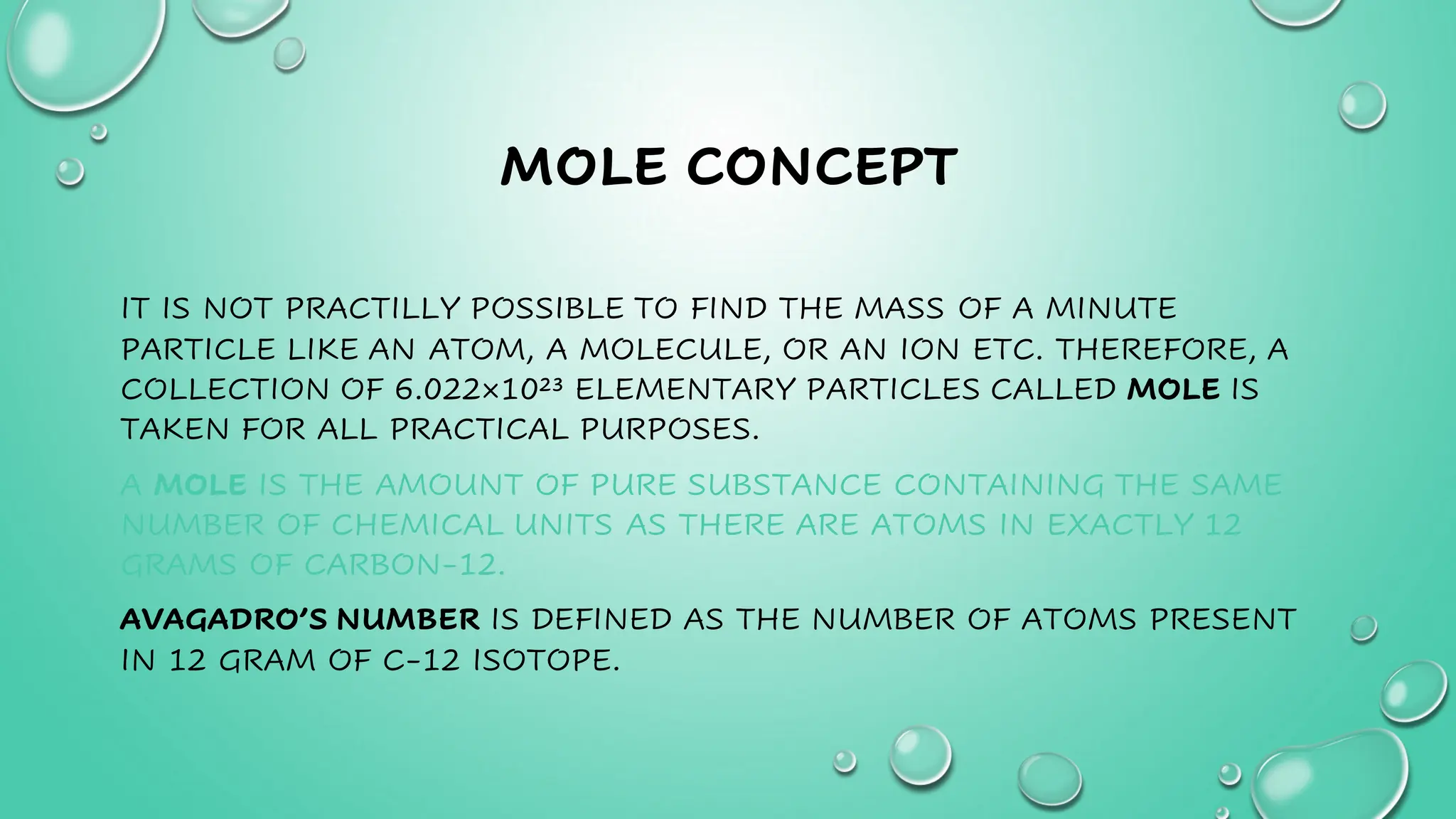 Mole chemistry ppt , ppt for science students | PDF