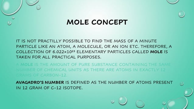 Mole chemistry ppt , ppt for science students | PPT