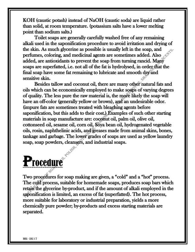 Chemistry Investigatory Project (12th isc 2017):- Preparation of Soap ...