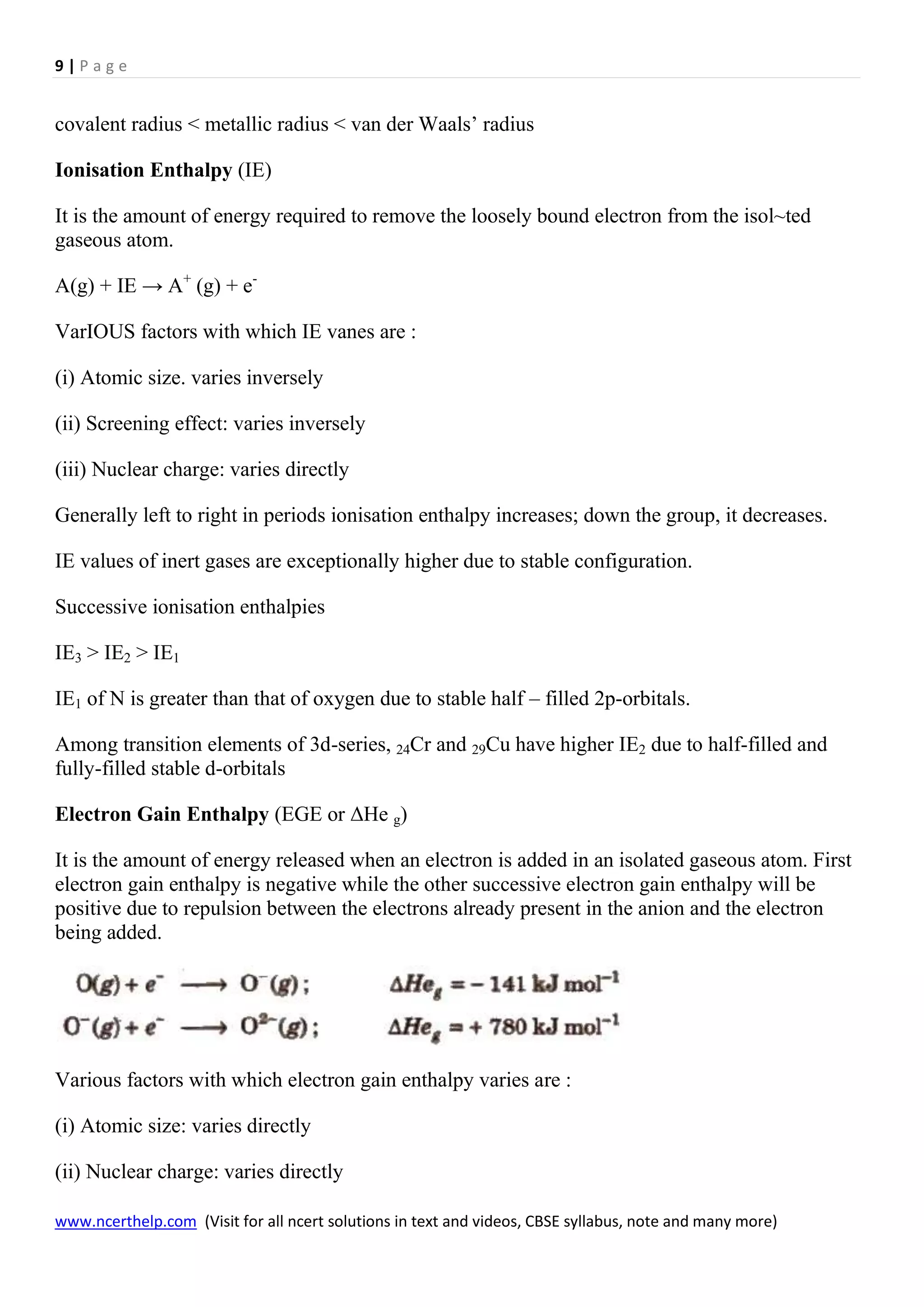 Chemistry notes class 11 chapter 3 classification of elements and ...