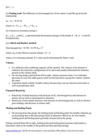 Chemistry notes class 11 chapter 3 classification of elements and ...