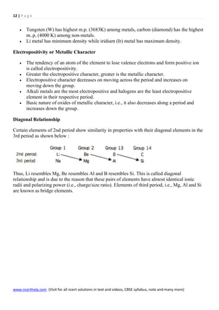 Chemistry notes class 11 chapter 3 classification of elements and ...