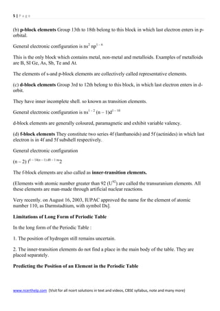 Chemistry notes class 11 chapter 3 classification of elements and ...