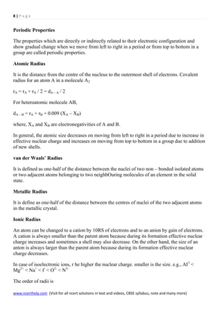 Chemistry notes class 11 chapter 3 classification of elements and ...
