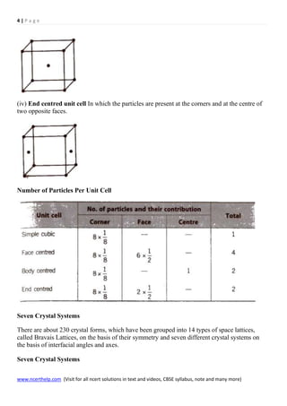 Chemistry Notes for class 12 Chapter 1 The Solid States .pdf