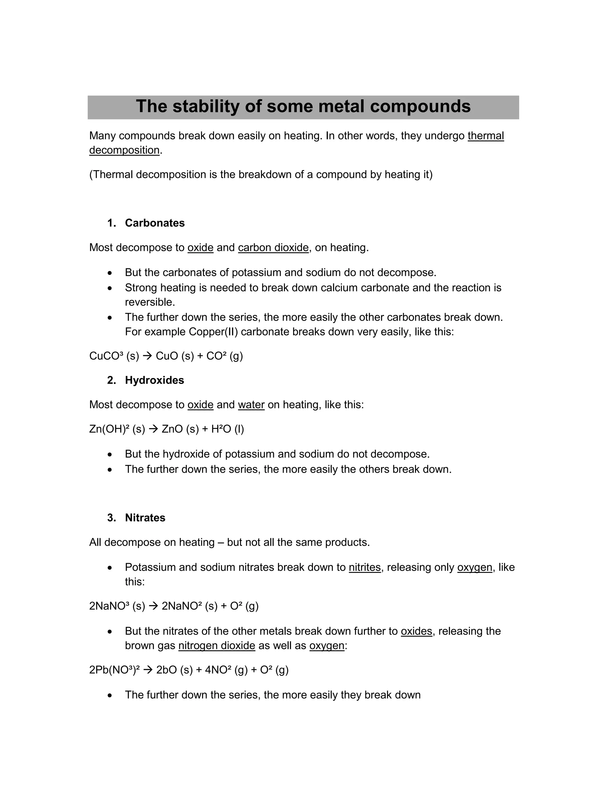 Chemistry Revision Notes - IGCSE | PDF