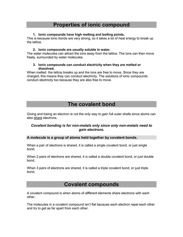 Chemistry Revision Notes - IGCSE | PDF | Chemistry | Science