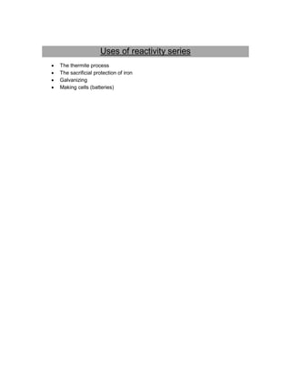 Chemistry Revision Notes - IGCSE | PDF