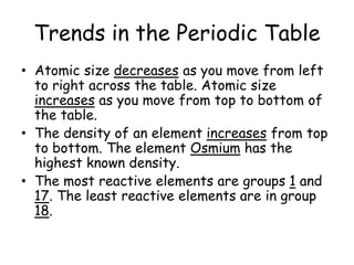 Chemistry notes the periodic table powerpoint | PPTX