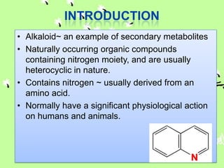 Chemistry of alkaloid | PPTX