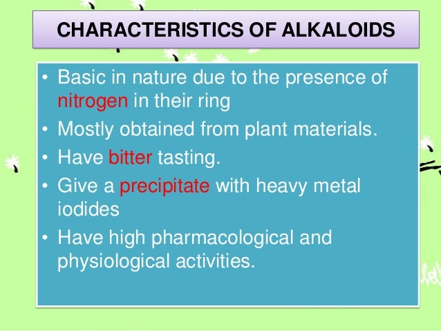 Chemistry of alkaloid