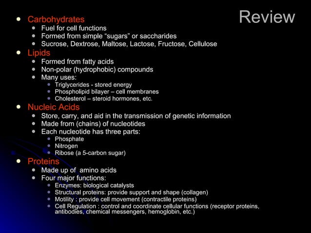 Chemistry Of Cells | PPT