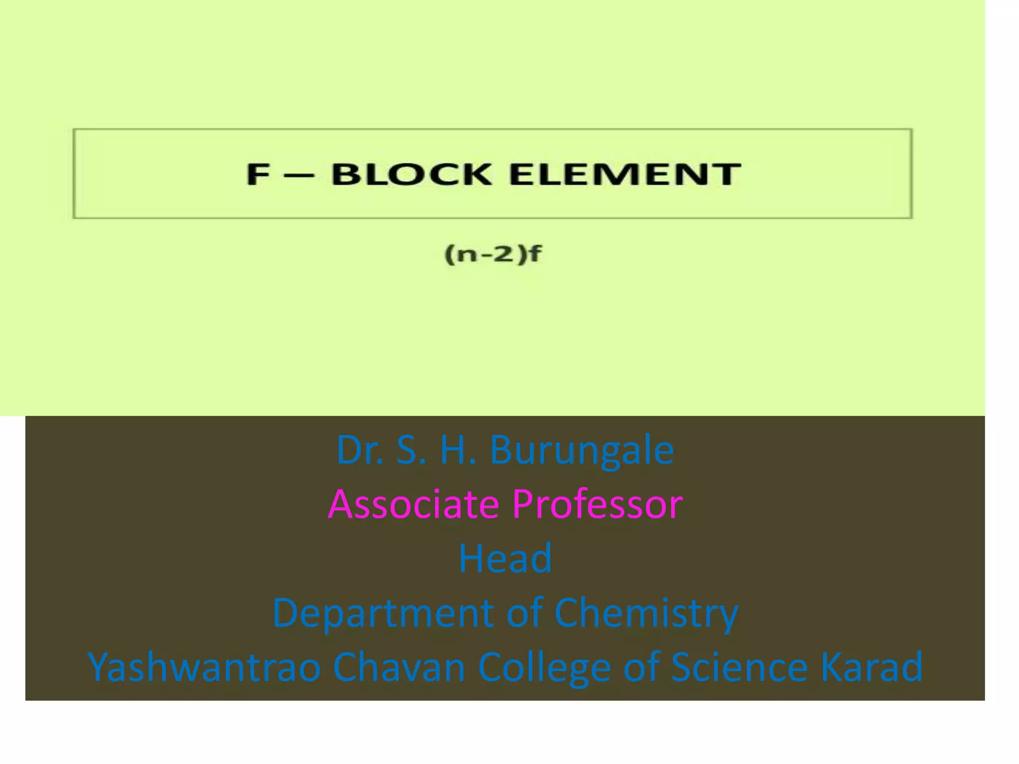 Chemistry of f block elements | PPTX