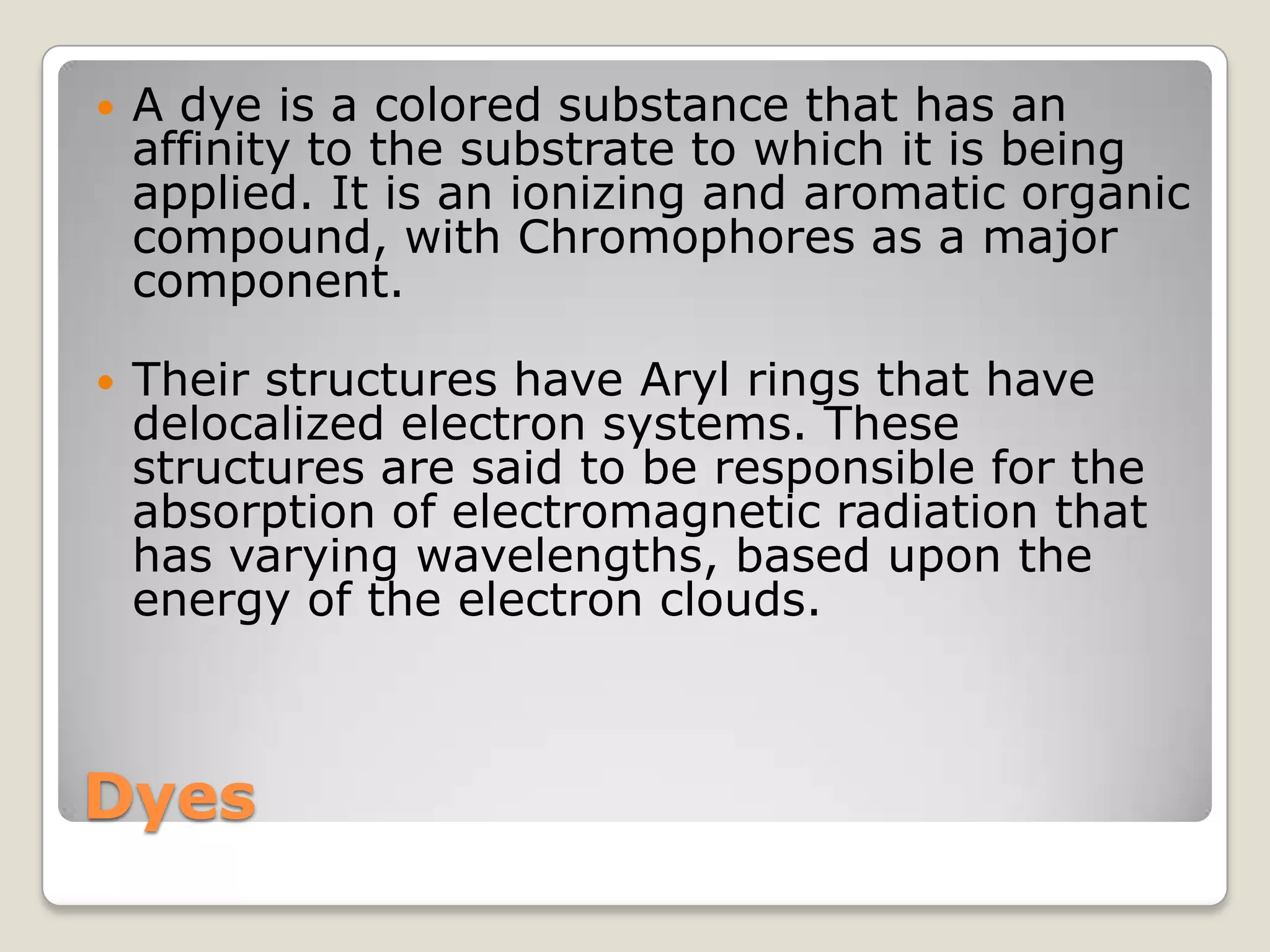 Chemistry of inks, dyes and pigments | PPTX