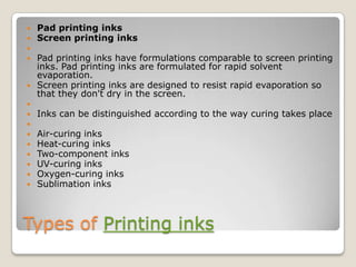 Chemistry of inks, dyes and pigments | PPTX