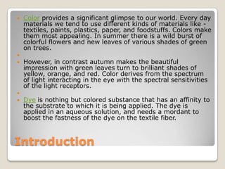 Chemistry of inks, dyes and pigments | PPTX