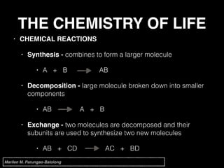 Chemistry of life and Metabolism | PDF