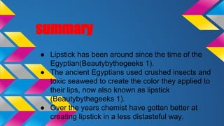 Chemistry of lipstick | PPT