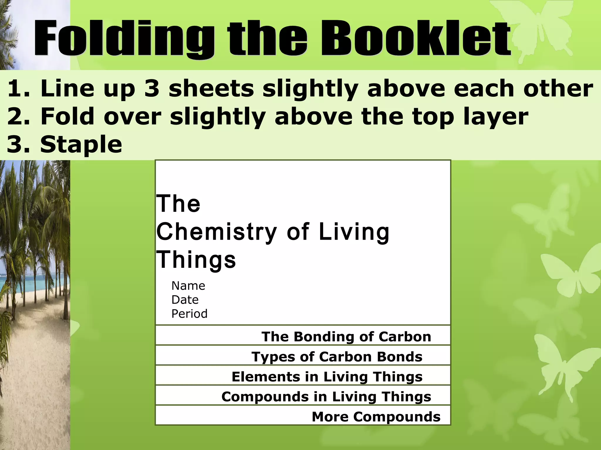Chemistry of Living Things Booklet | PPT
