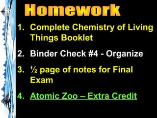 Chemistry of living things booklet+ atomic zoo | PPT
