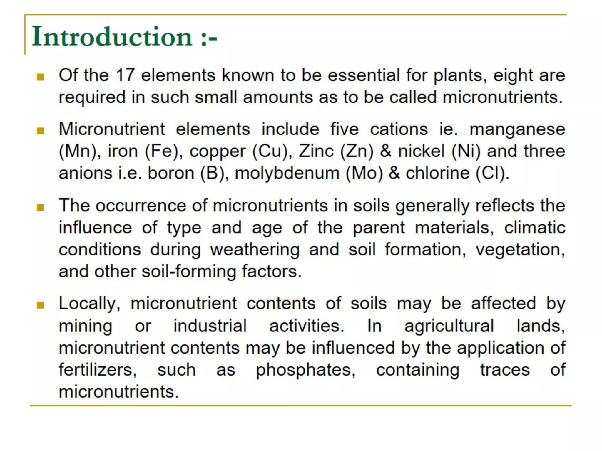 Chemistry of Micronutrients in Soil (mfsfm) rkt | PPT