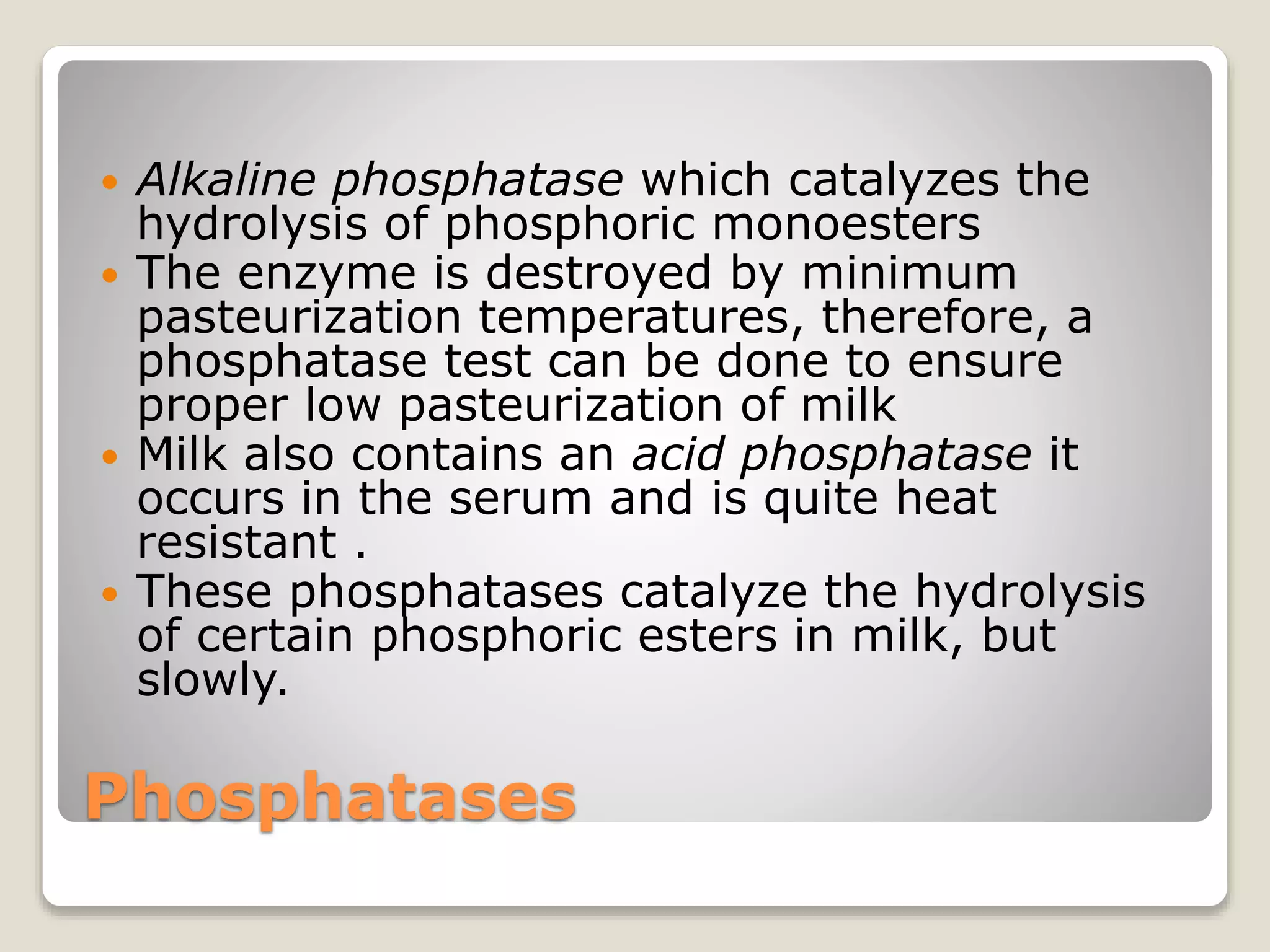 Chemistry of milk enzymes | PPTX