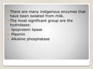 Chemistry of milk enzymes | PPTX