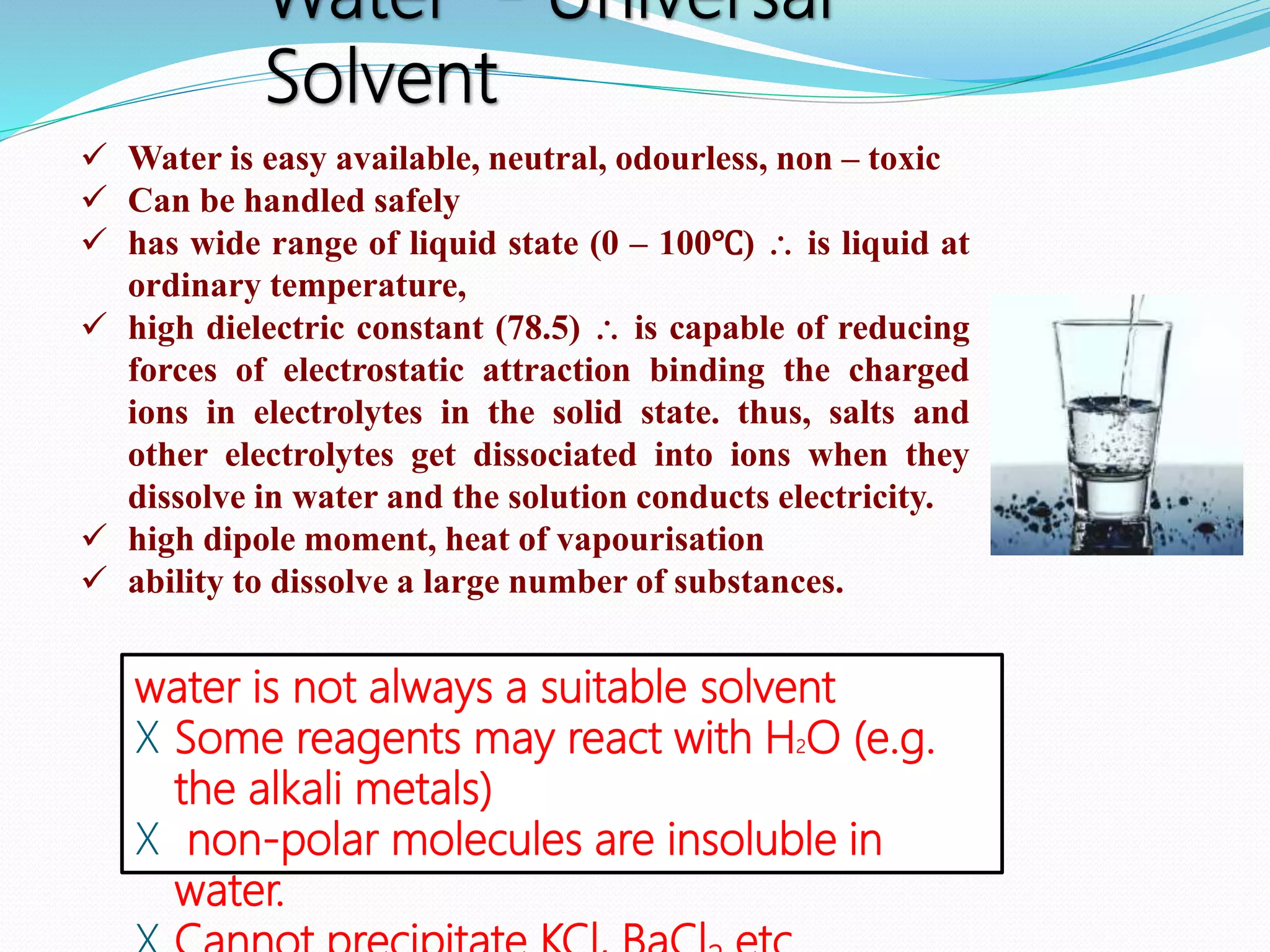 Chemistry of non aqueous solvents part-1 | PPTX