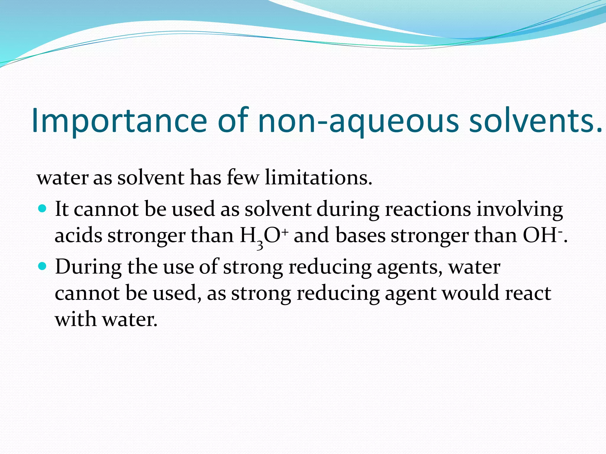 Chemistry of non aqueous solvents part-1 | PPTX