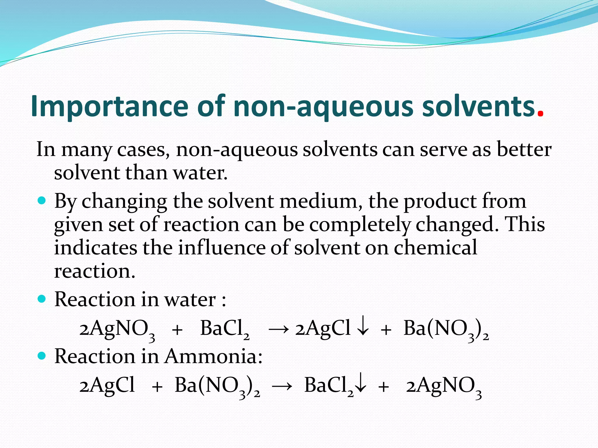Chemistry of non aqueous solvents part-1 | PPTX
