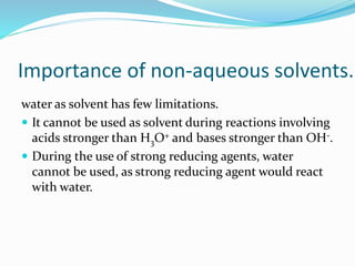 Chemistry of non aqueous solvents part-1 | PPTX