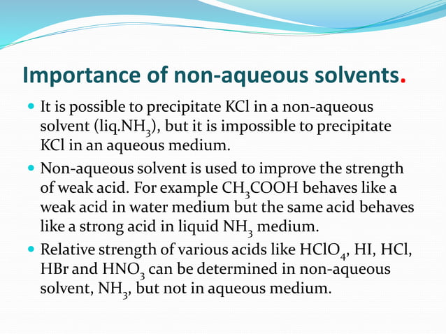 Chemistry of non aqueous solvents part-1 | PPTX