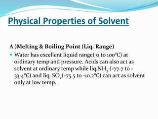 Chemistry of non aqueous solvents part-1 | PPTX