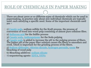 Chemistry of papermaking - Around 3000 chemicals used in paper making ...